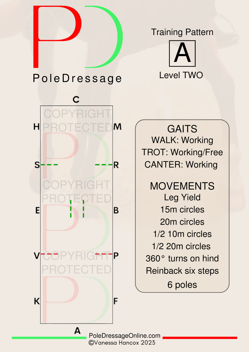 LEVEL 2 A 6 Poles Training Pattern Pole Dressage – Pole Dressage Online